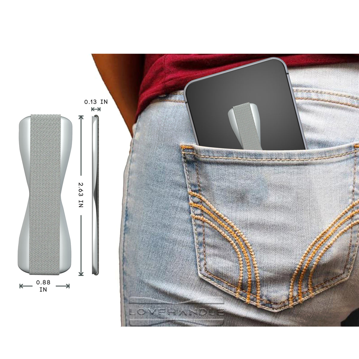 Solid Silver Phone Grip by LoveHandle - A Universal Grip for Most Smar ...